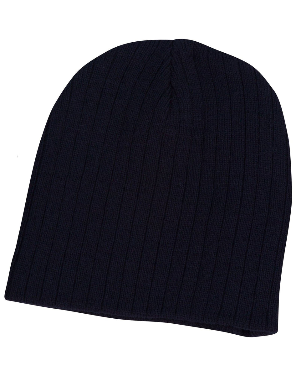 Acrylic knit beanie with cable row feature – madhats.com.au Acrylic knit beanie with cable row feature – madhats.com.au